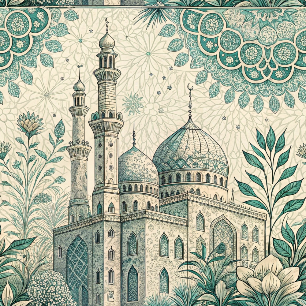 Islamic Blue Pattern 9 Quilting Cotton Fabric – FabricMegaStore.com