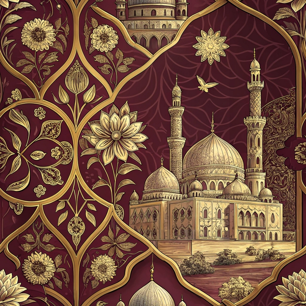 Islamic Red Pattern 6 Quilting Cotton Fabric – FabricMegaStore.com