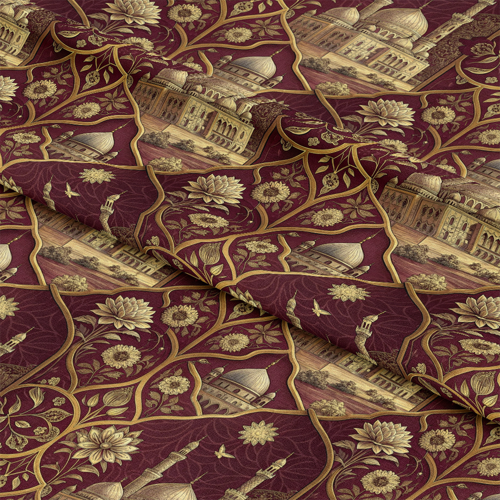 Islamic Red Pattern 6 Quilting Cotton Fabric – FabricMegaStore.com