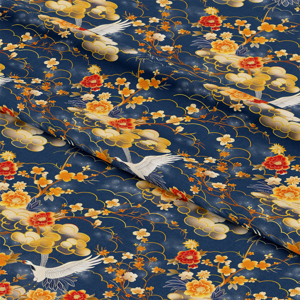 Japanese Cranes Pattern 4 Quilting Cotton Fabric – FabricMegaStore.com