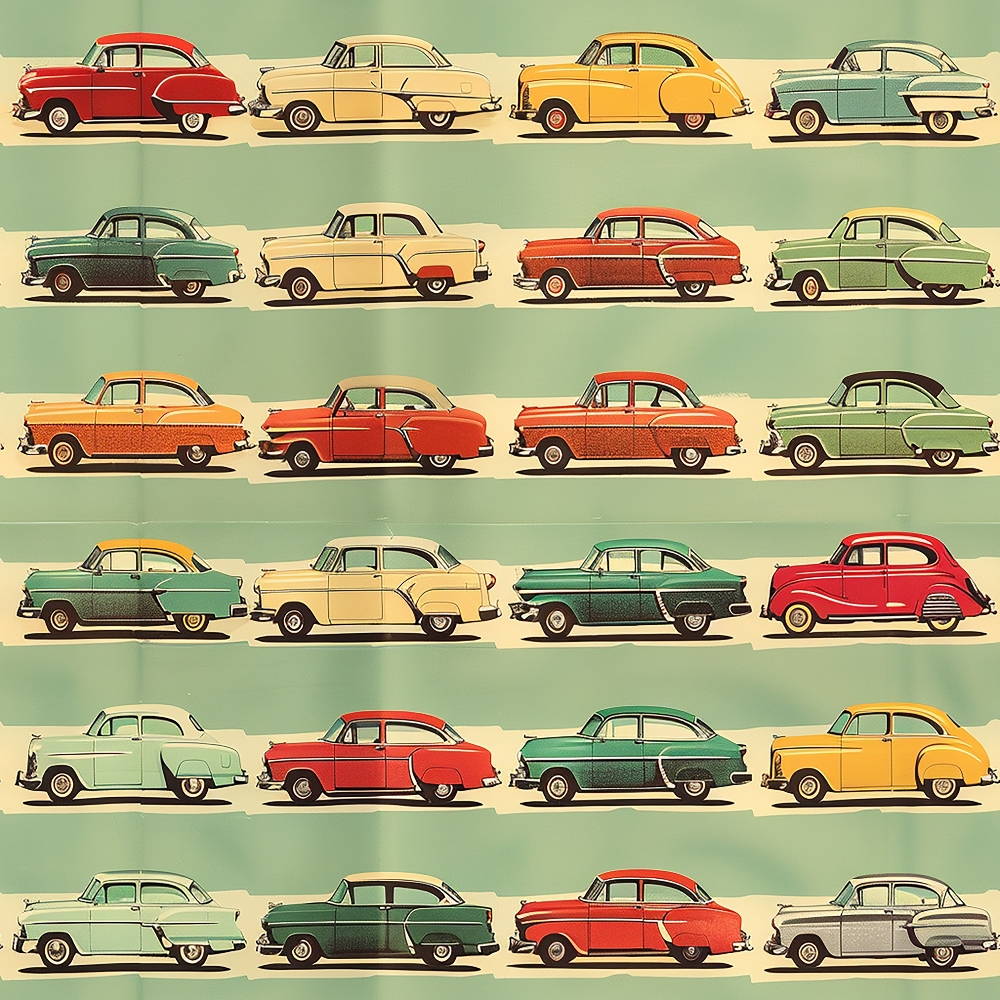 Midcentury Cars Pattern 4 Quilting Cotton Fabric – FabricMegaStore.com