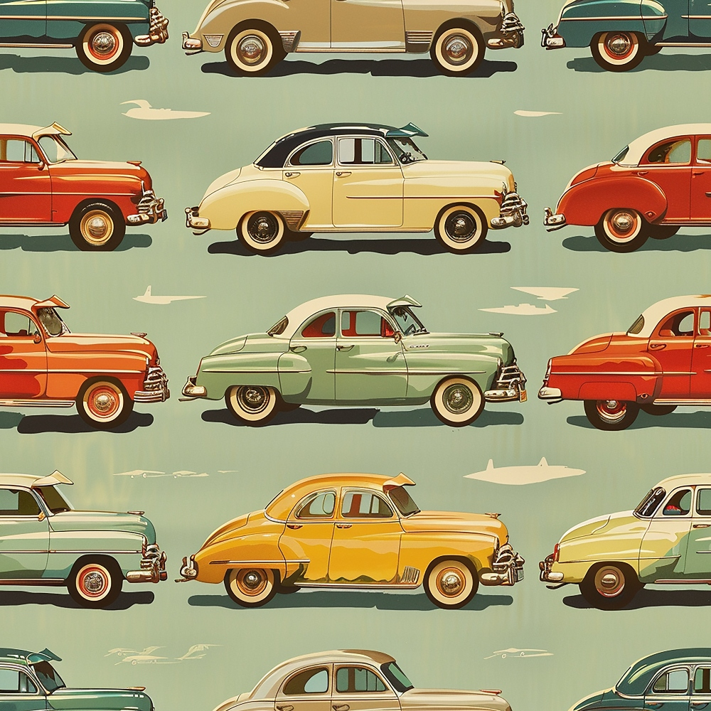 Midcentury Cars Pattern 6 Quilting Cotton Fabric – FabricMegaStore.com