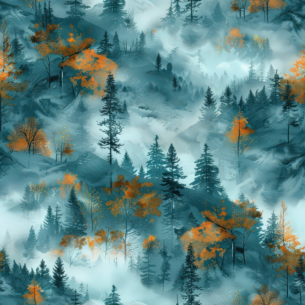 Misty Morning Mountains Pattern 10 Quilting Cotton Fabric ...