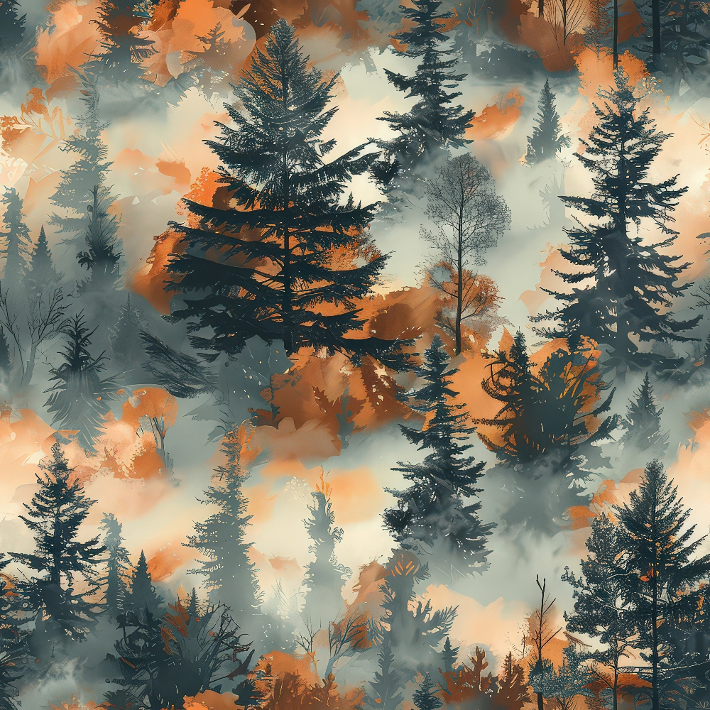 Misty Morning Mountains Pattern 11 Quilting Cotton Fabric ...