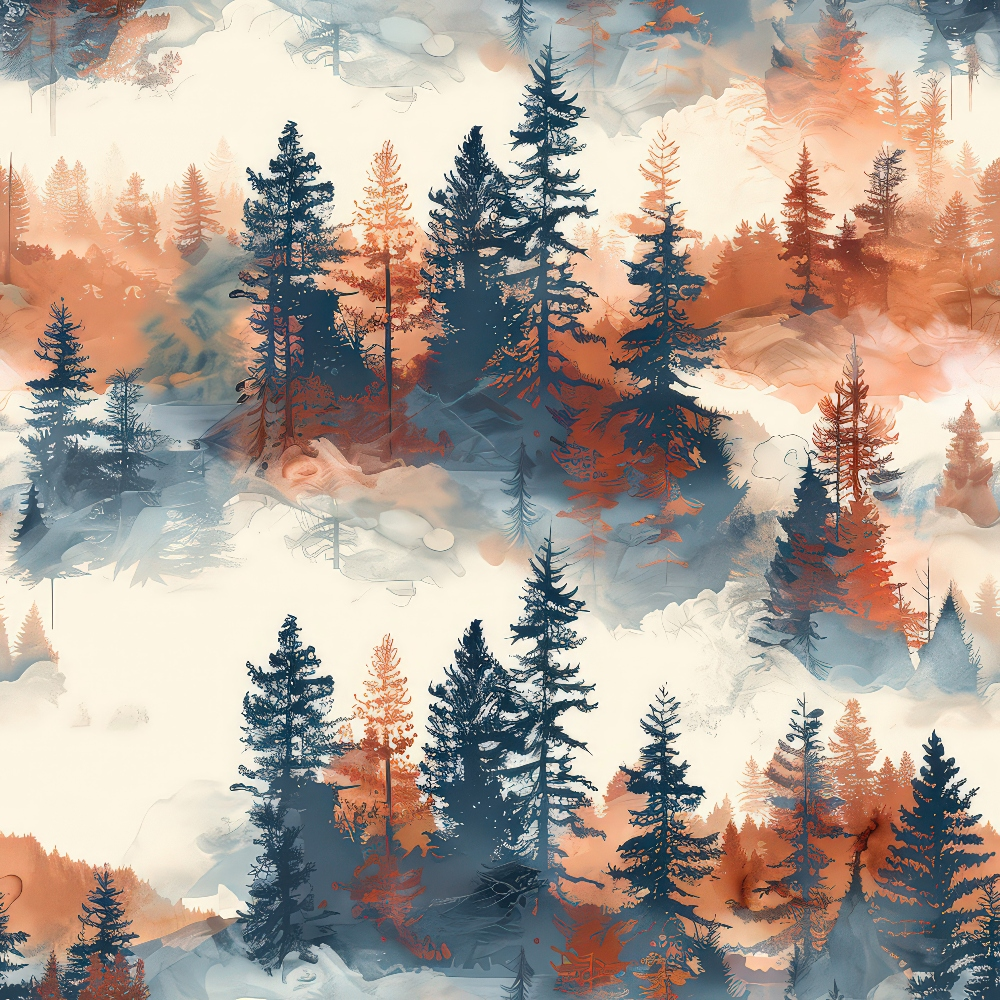 Misty Morning Mountains Pattern 2 Quilting Cotton Fabric ...