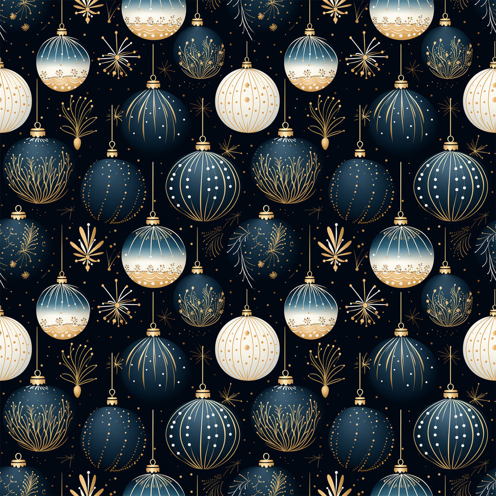 Navy and Cream Christmas Pattern 8 Quilting Cotton Fabric ...