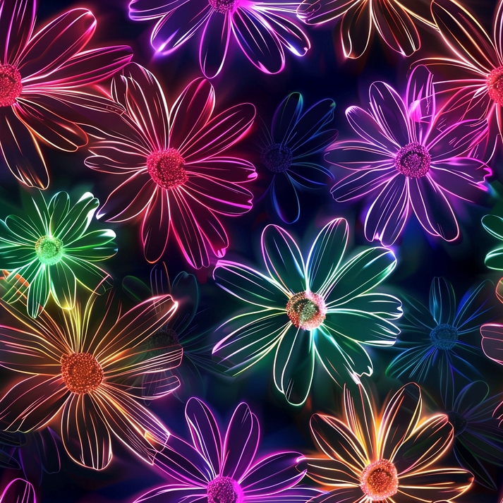 Neon Daisy Pattern 1 Quilting Cotton Fabric – FabricMegaStore.com