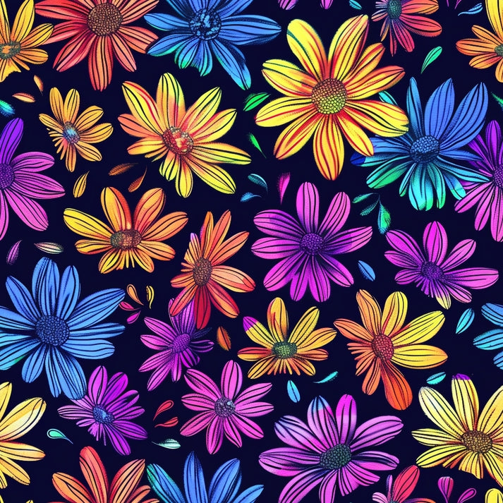 Neon Daisy Pattern 15 Quilting Cotton Fabric – FabricMegaStore.com