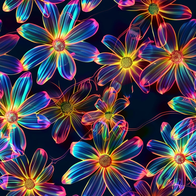 Neon Daisy Pattern 20 Quilting Cotton Fabric – FabricMegaStore.com