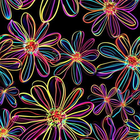 Neon Daisy Pattern 7 Quilting Cotton Fabric – FabricMegaStore.com