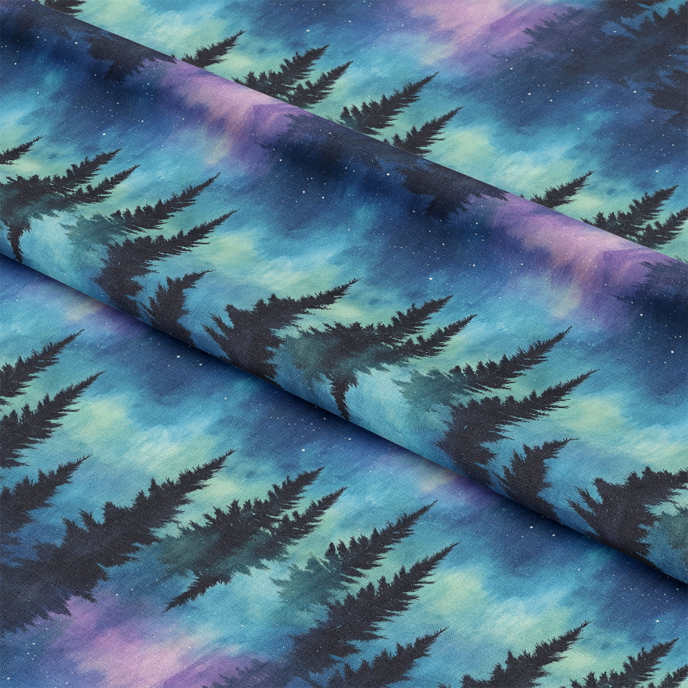Northern Lights Forest Pattern 10 Quilting Cotton Fabric ...