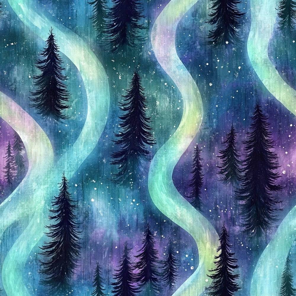 Northern Lights Forest Pattern 28 Quilting Cotton Fabric ...