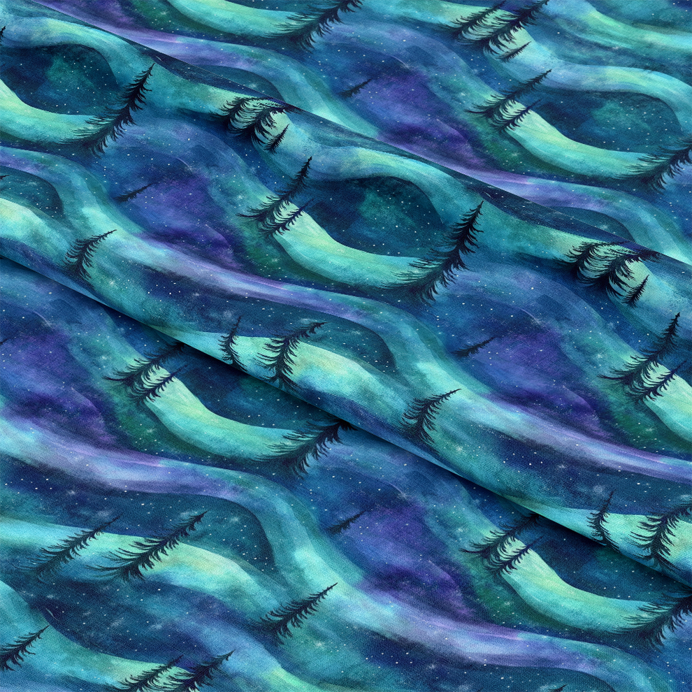 Northern Lights Forest Pattern 29 Quilting Cotton Fabric ...