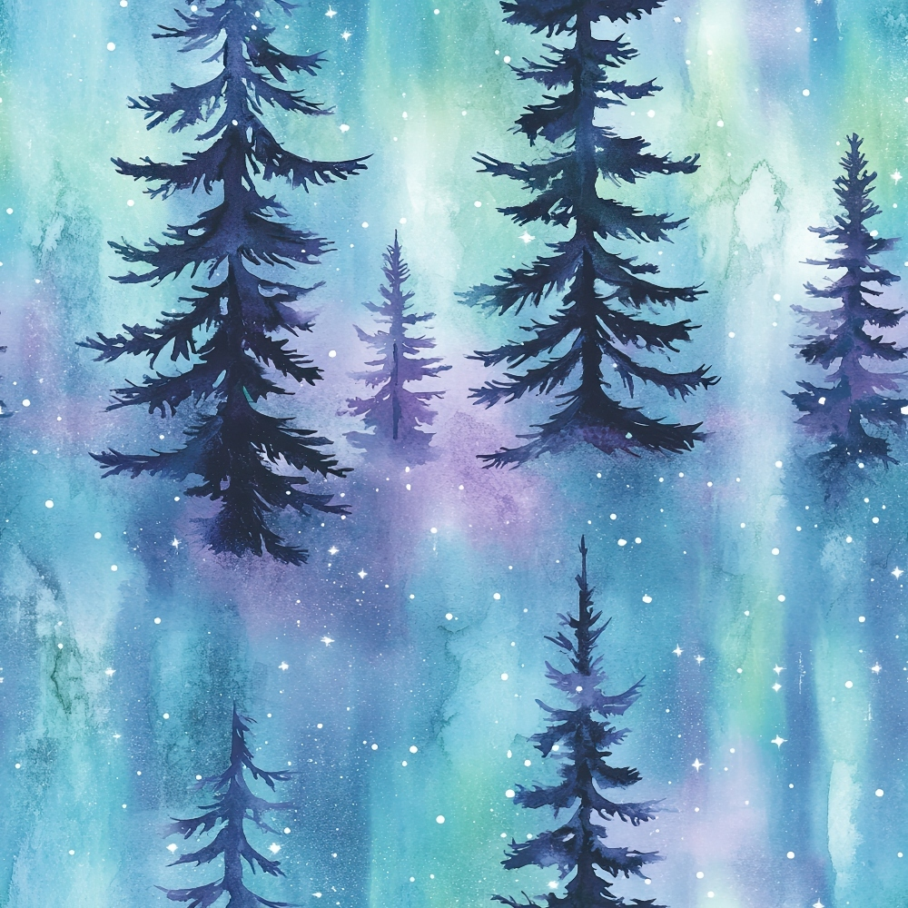 Northern Lights Forest Pattern 3 Quilting Cotton Fabric ...