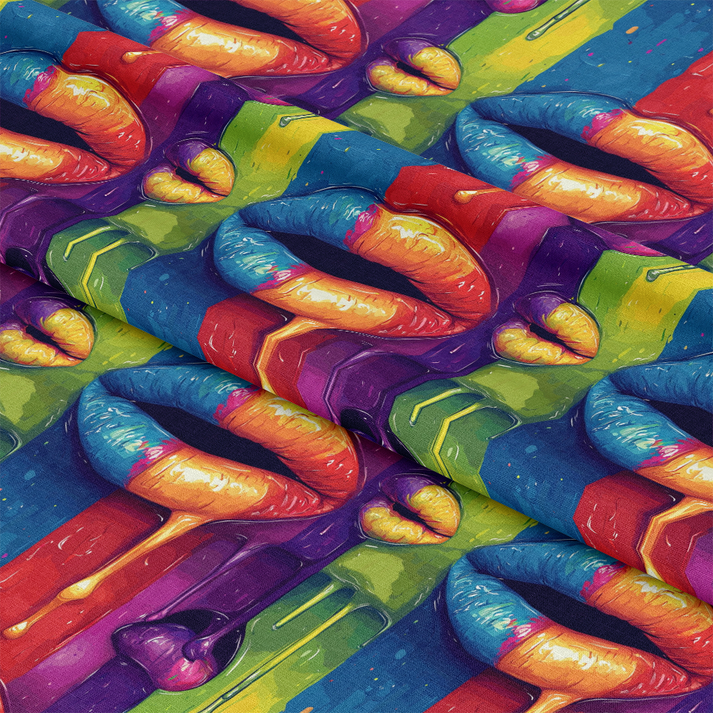 Rainbow Dripping Lips Art Pattern 11 Quilting Cotton Fabric ...
