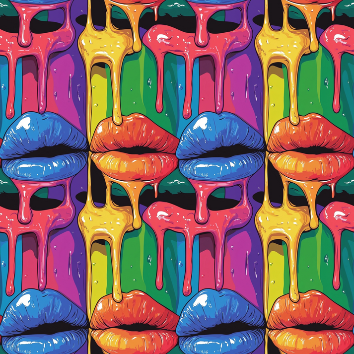 Rainbow Dripping Lips Art Pattern 4 Quilting Cotton Fabric ...