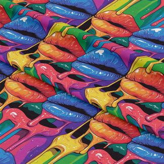 Rainbow Dripping Lips Art Pattern 4 Quilting Cotton Fabric ...