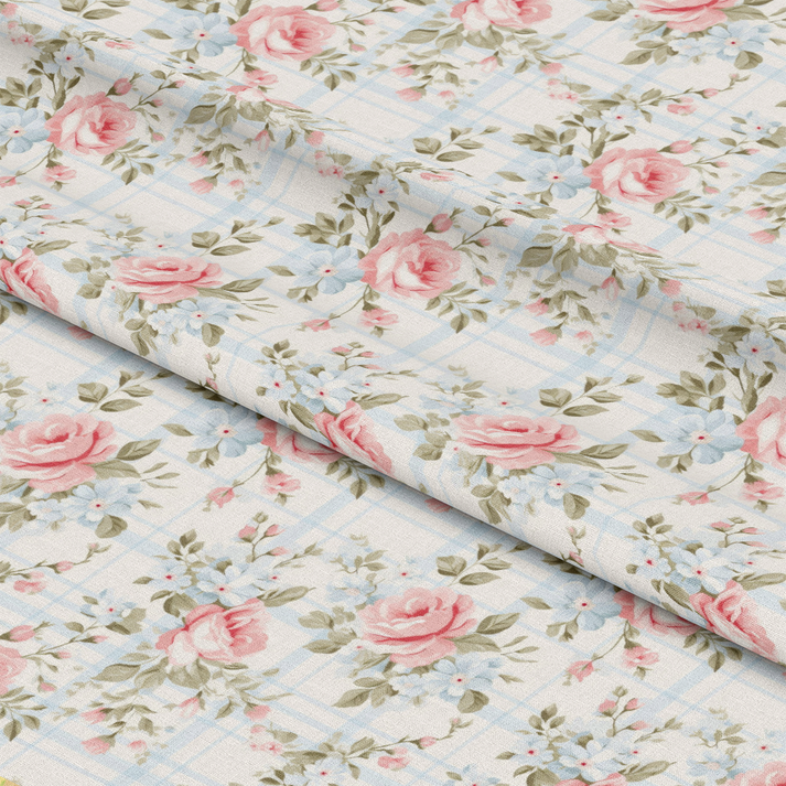 Shabby Chic Floral Plaid Pattern 8 Quilting Cotton Fabric ...