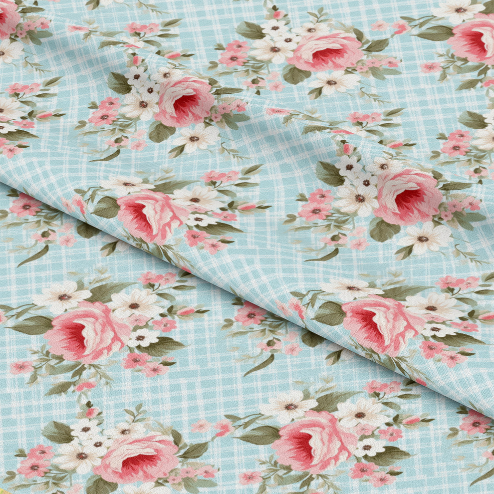 Shabby Chic Floral Plaid Pattern 9 Quilting Cotton Fabric ...