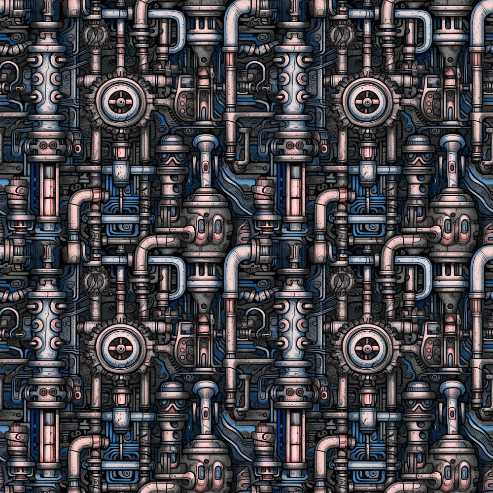 Steampunk Pipes Pattern 6 Quilting Cotton Fabric – FabricMegaStore.com