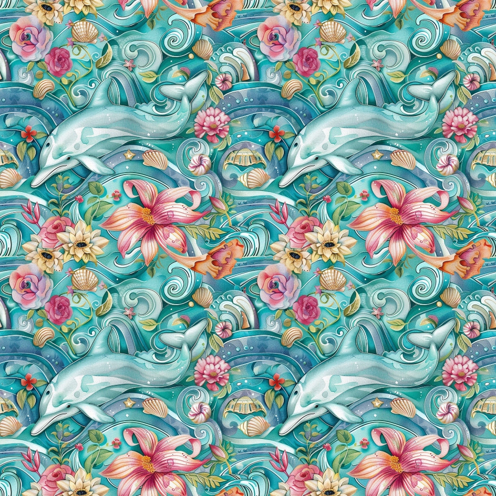 Swimming with Dolphins Pattern 10 Quilting Cotton Fabric ...
