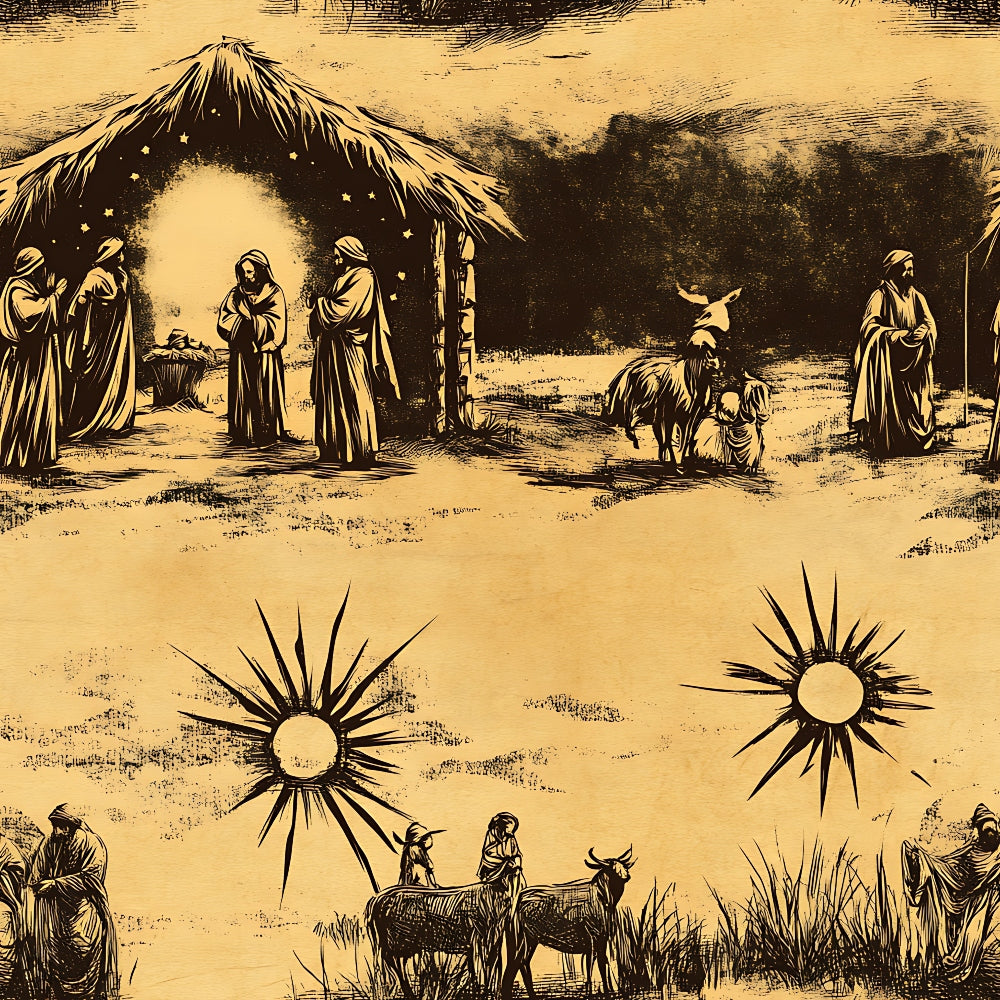 Vintage Nativity Scenes Pattern 20 Quilting Cotton Fabric ...