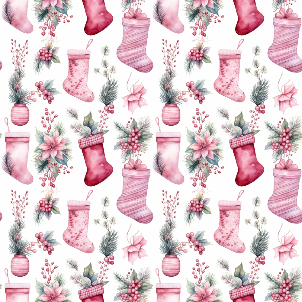 Vintage Pink Christmas Pattern 3 Quilting Cotton Fabric ...