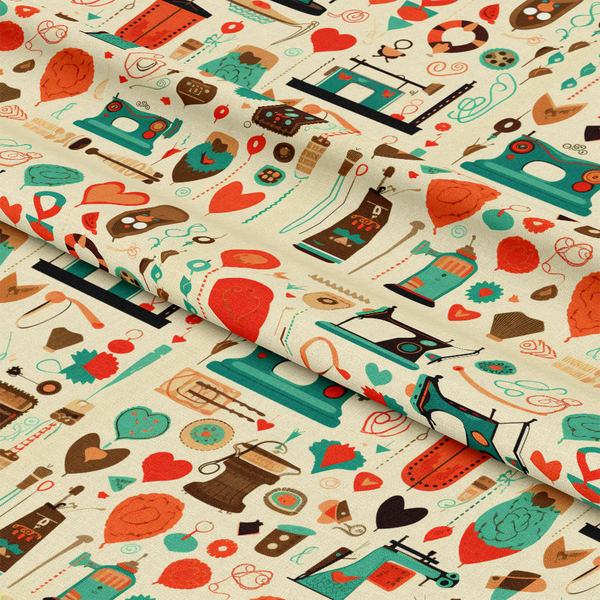 Vintage Sewing Machines Pattern 2 Quilting Cotton Fabric ...