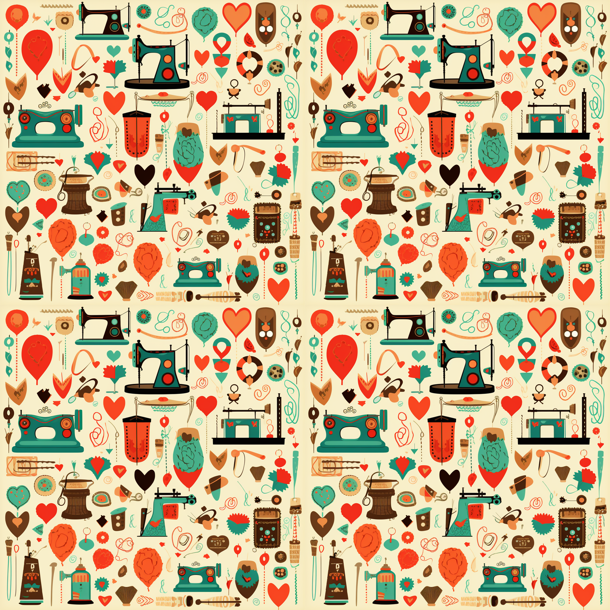 Vintage Sewing Machines Pattern 2 Quilting Cotton Fabric ...