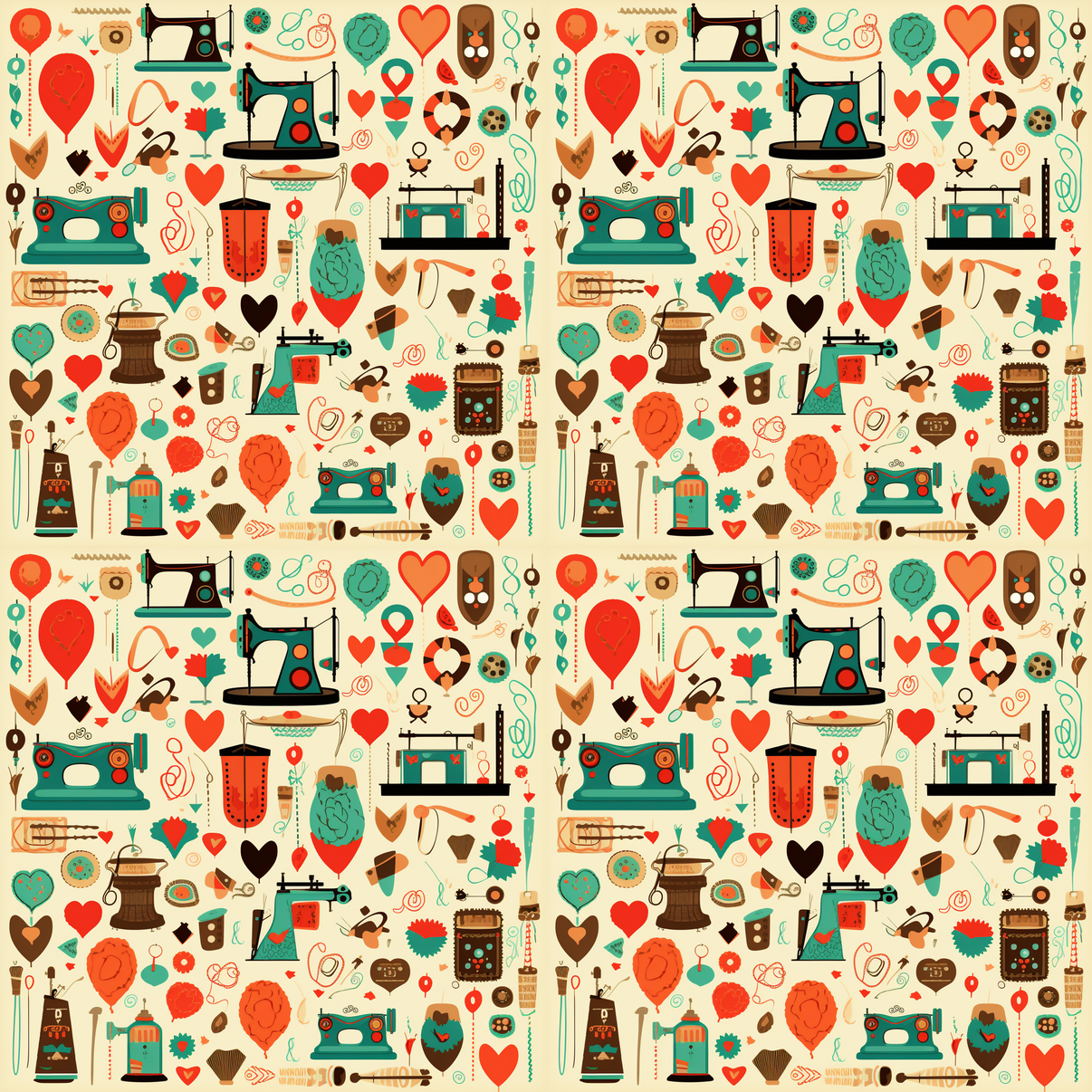Vintage Sewing Machines Pattern 2 Quilting Cotton Fabric ...