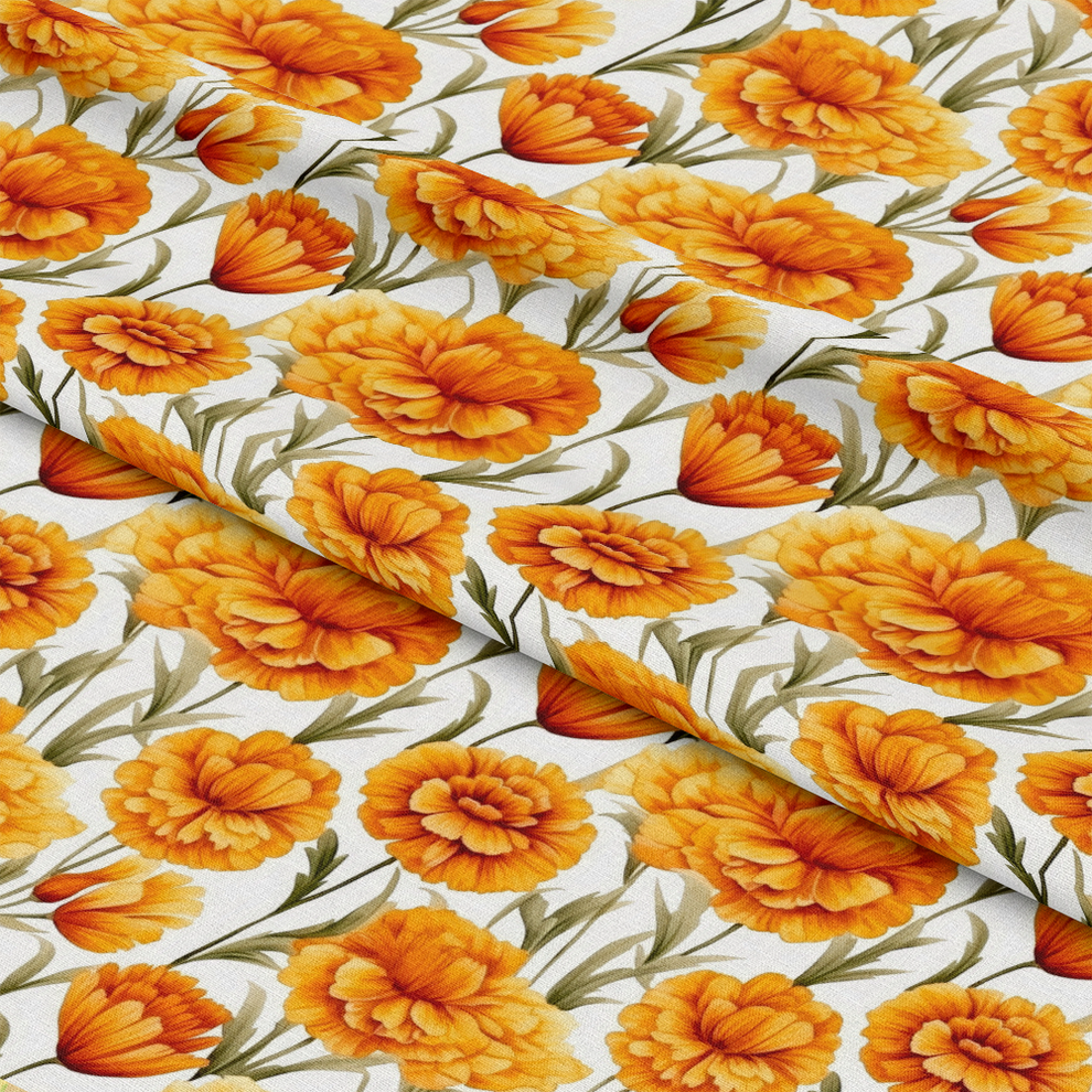 Watercolor Marigold Flower Pattern 10 Quilting Cotton Fabric ...