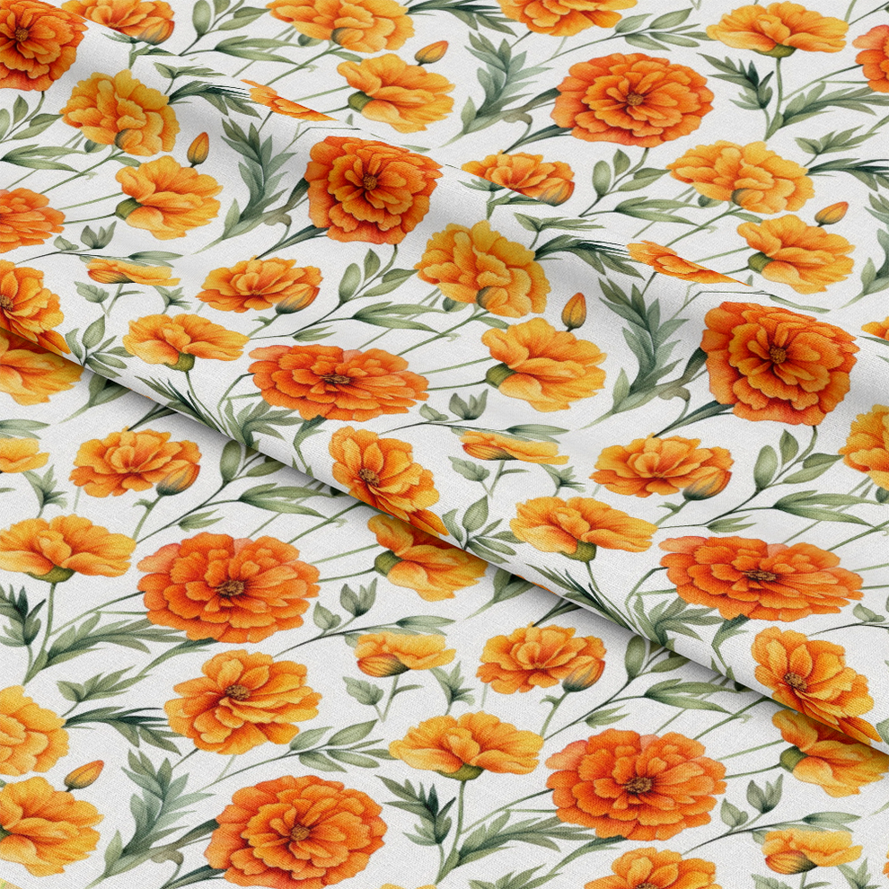 Watercolor Marigold Flower Pattern 2 Quilting Cotton Fabric ...