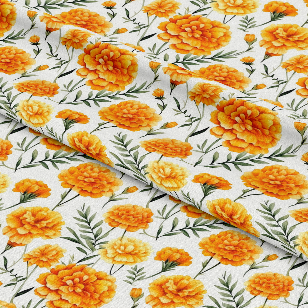 Watercolor Marigold Flower Pattern 3 Quilting Cotton Fabric ...