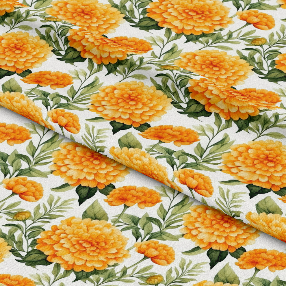 Watercolor Marigold Flower Pattern 4 Quilting Cotton Fabric ...