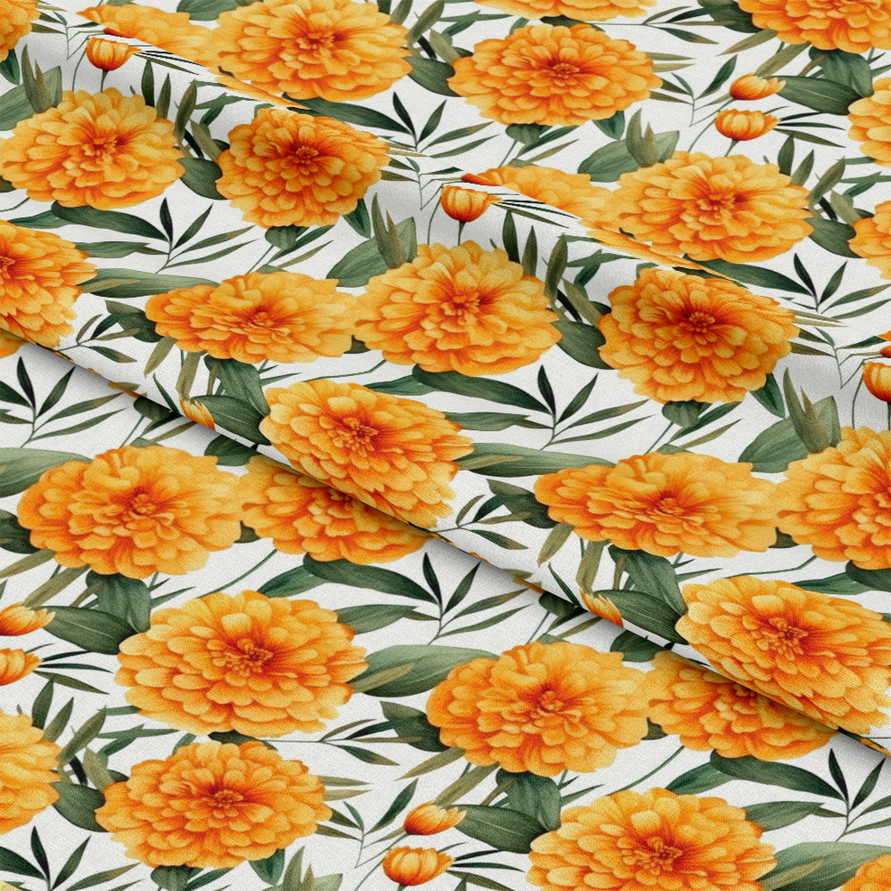 Watercolor Marigold Flower Pattern 6 Quilting Cotton Fabric ...