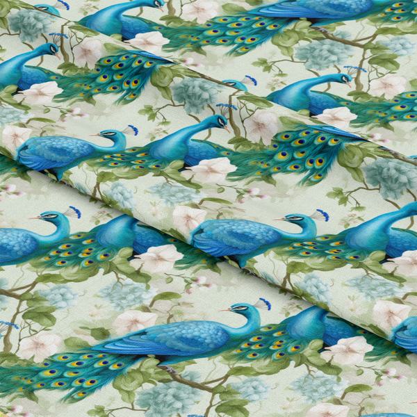 Watercolor Peacocks Pattern 8 Quilting Cotton Fabric – FabricMegaStore.com
