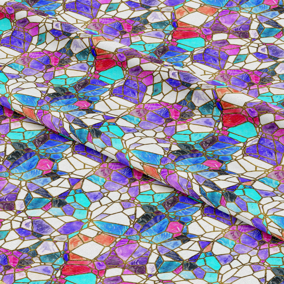 Watercolor Stained Glass Pattern 17 Quilting Cotton Fabric ...