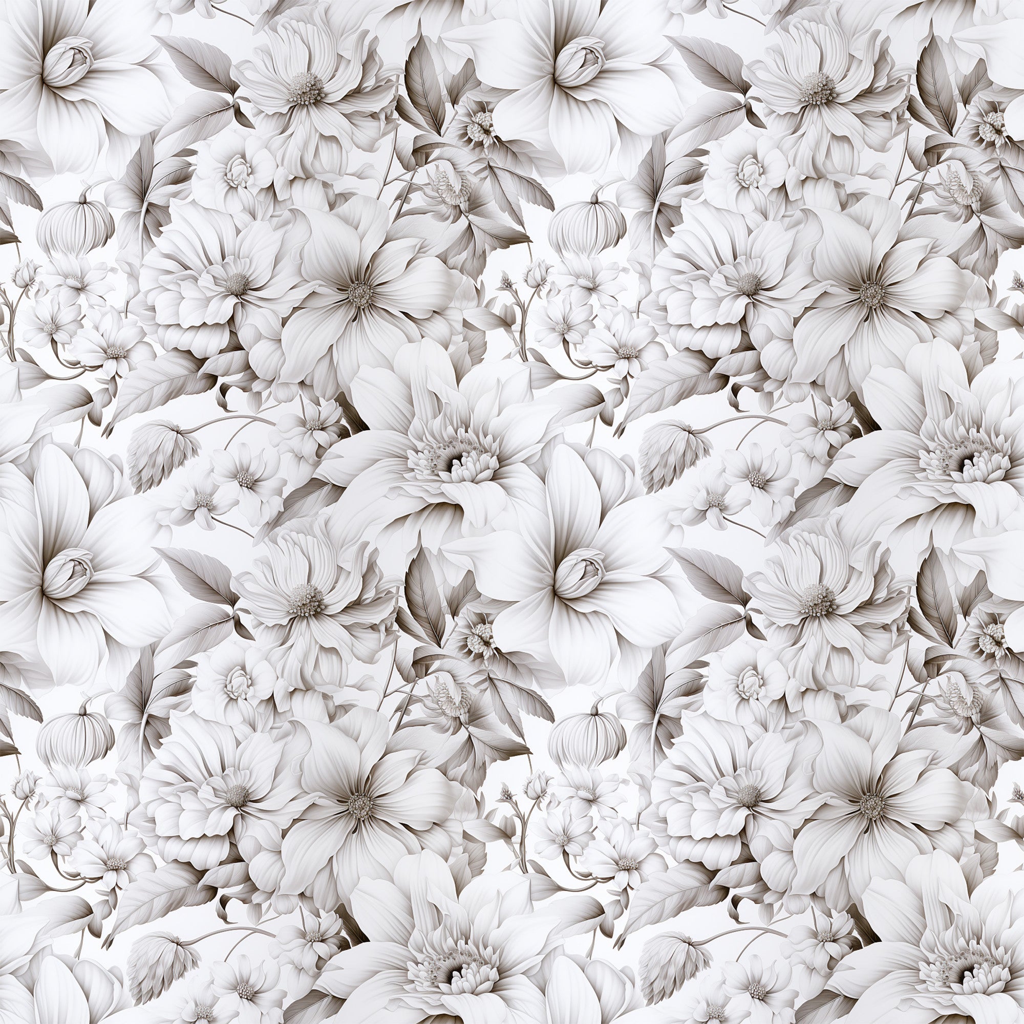 White Flowers Pattern 10 Quilting Cotton Fabric – FabricMegaStore.com
