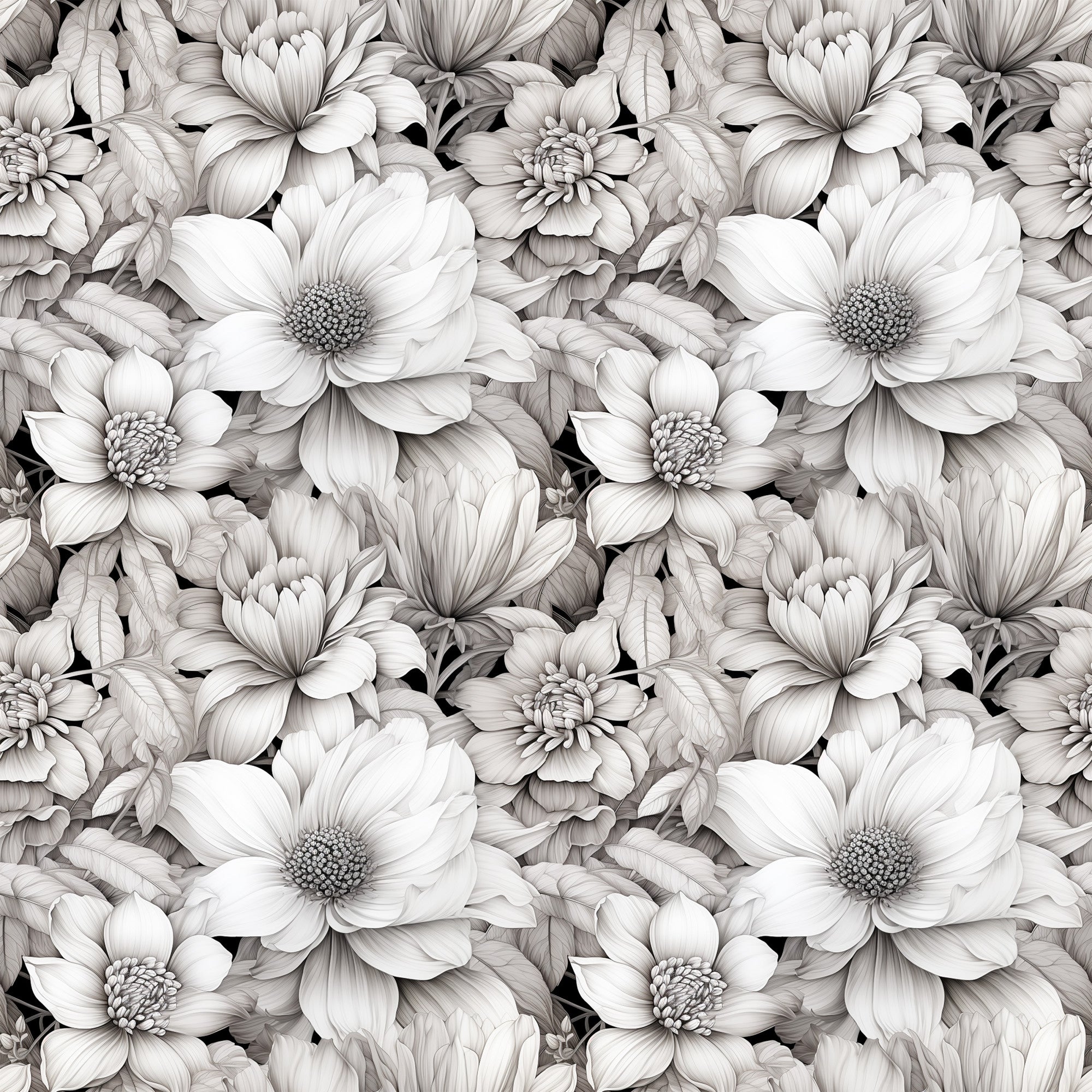 White Flowers Pattern 4 Quilting Cotton Fabric – FabricMegaStore.com