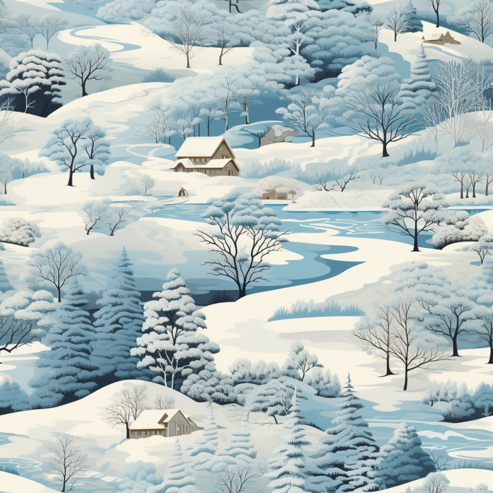 Winter Scenery Pattern 13 Quilting Cotton Fabric – FabricMegaStore.com
