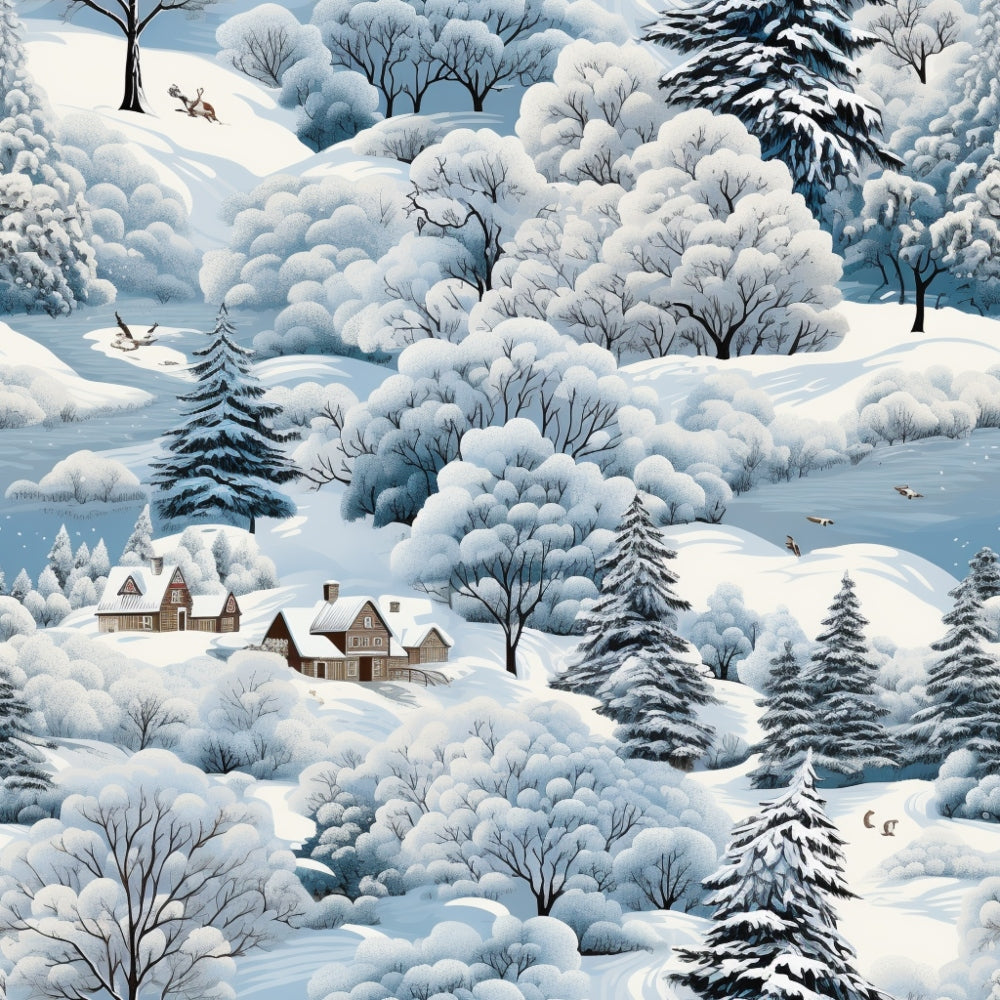 Winter Scenery Pattern 15 Quilting Cotton Fabric – FabricMegaStore.com