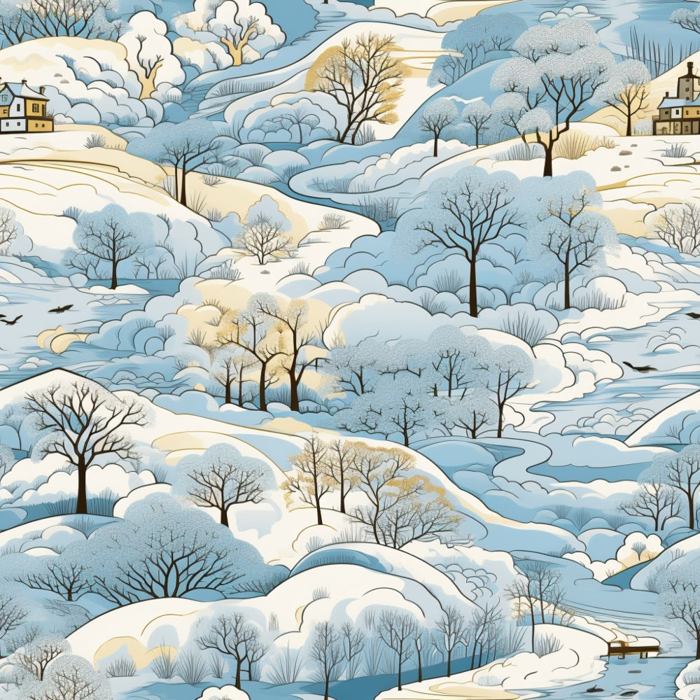 Winter Scenery Pattern 7 Quilting Cotton Fabric – FabricMegaStore.com