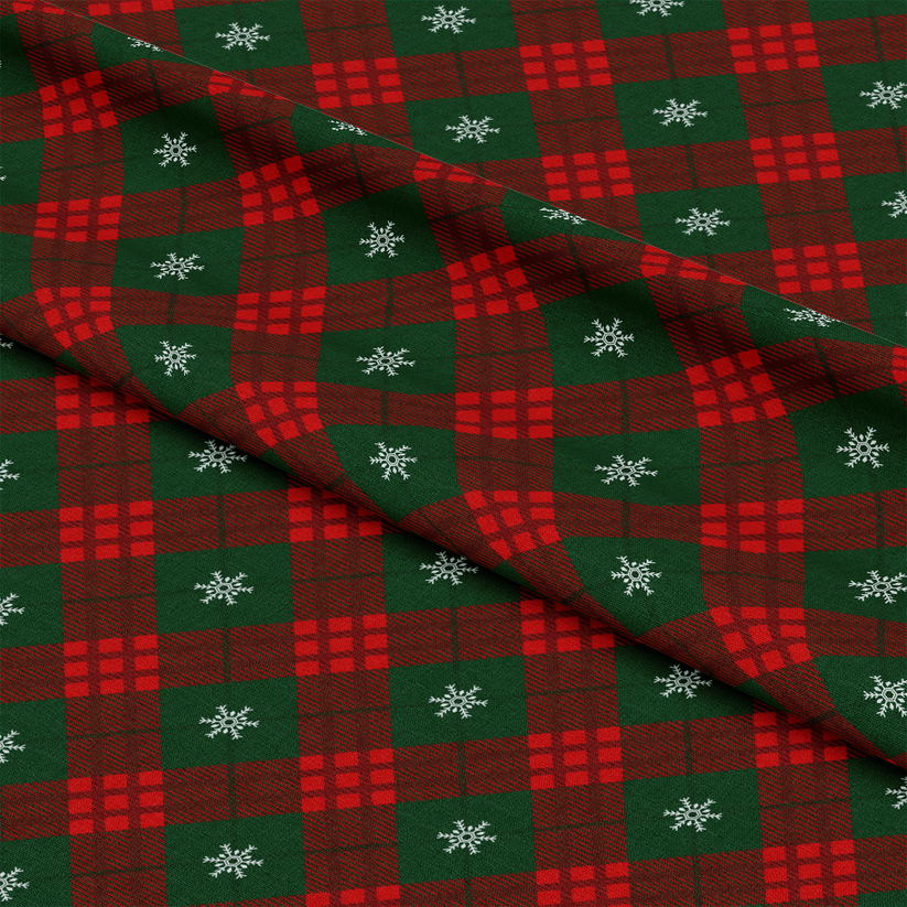 Winter Tartan Plaid with Snowflakes Quilting Cotton Fabric ...