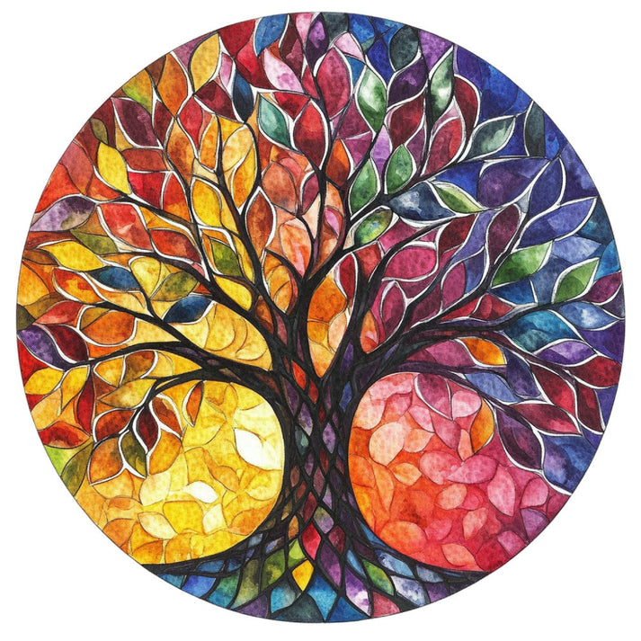 Tree of Life Stained Glass Fabric Panel 24 – FabricMegaStore.com