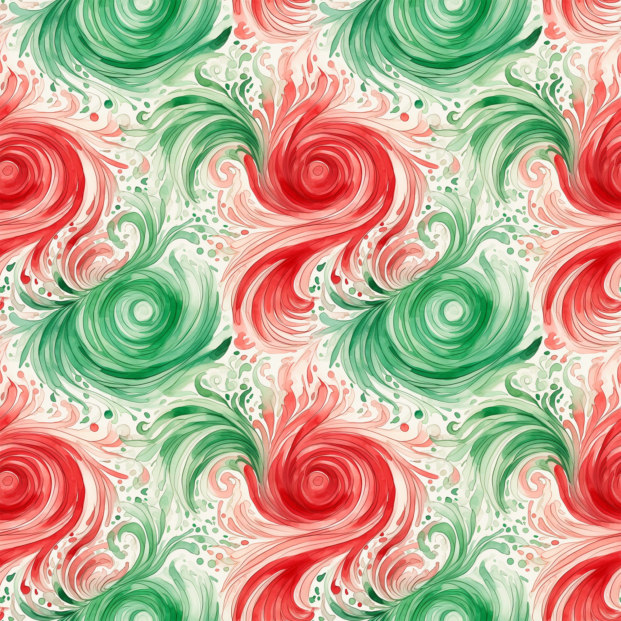 Watercolor Christmas Swirls Pattern 11 Quilting Cotton Fabric ...