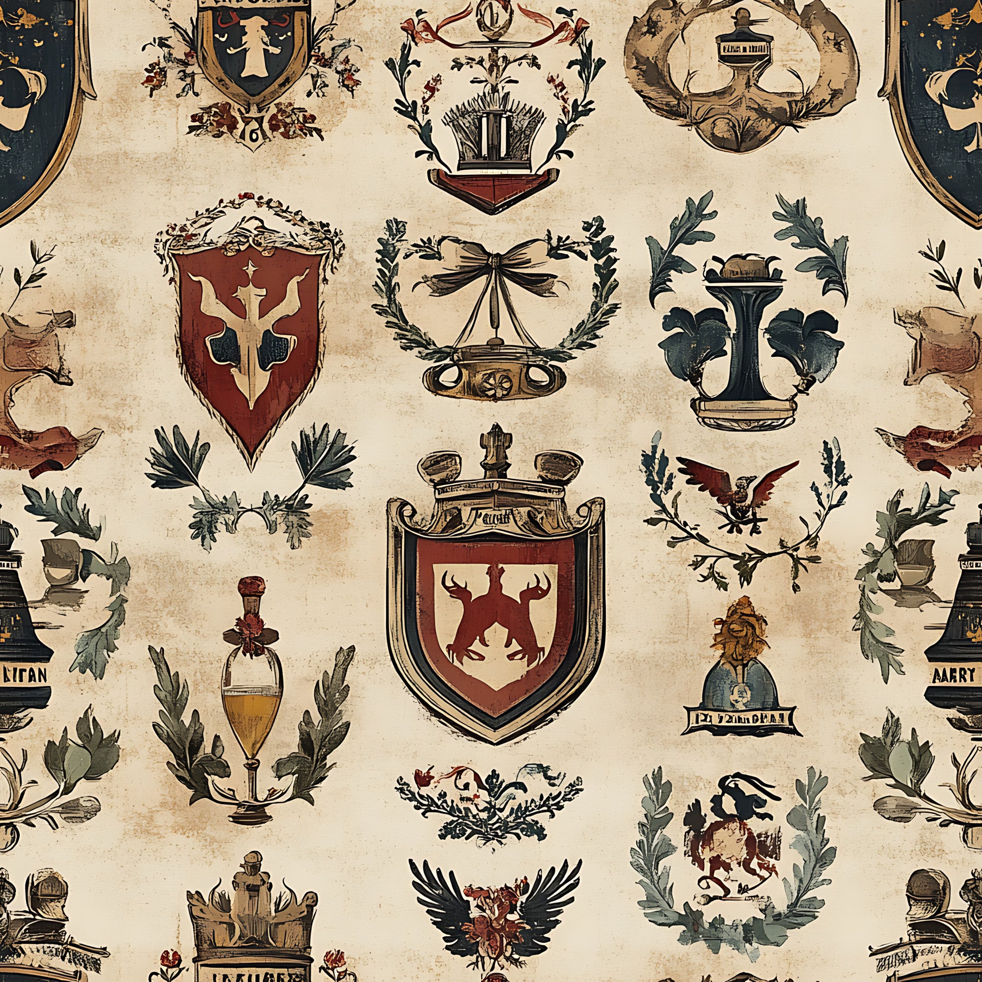 Rustic German Banners and Shields Pattern 7 Quilting Cotton Fabric ...