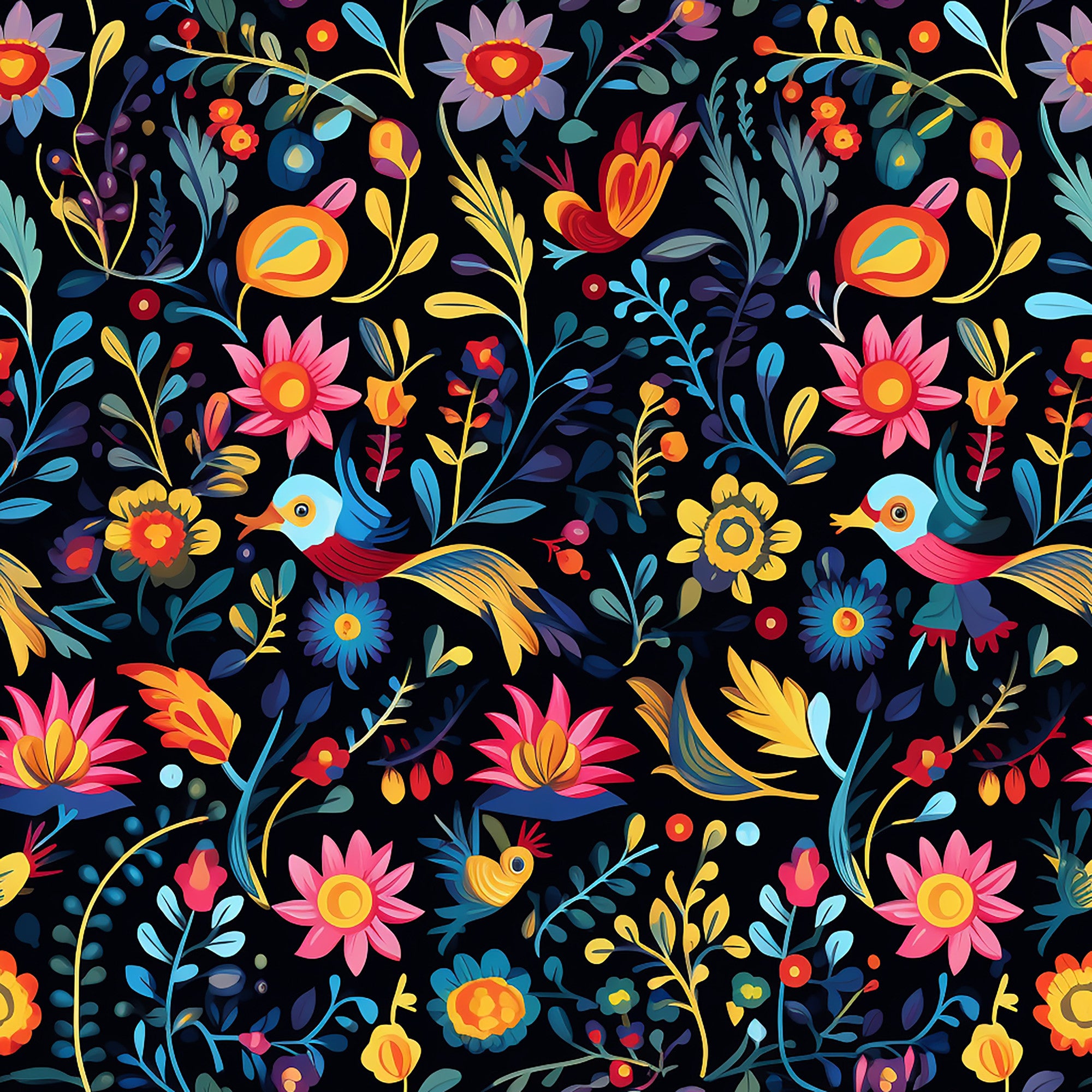 Mexican Floral Fiesta Pattern 9 Quilting Cotton Fabric ...
