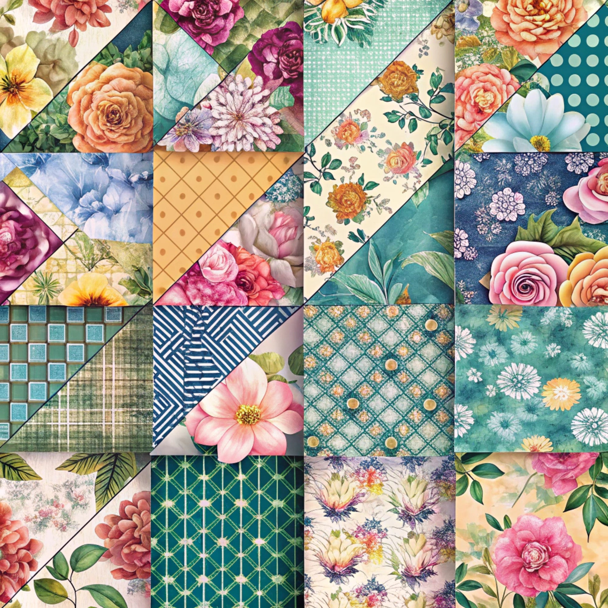 Spring Patchwork Pattern 5 Quilting Cotton Fabric – FabricMegaStore.com