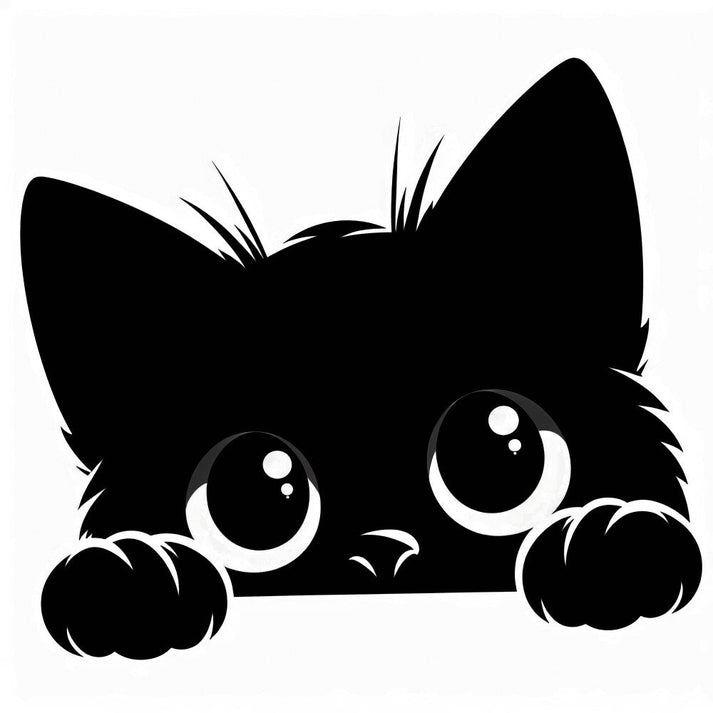 Peeking Black Cat Fabric Panel 15 – FabricMegaStore.com