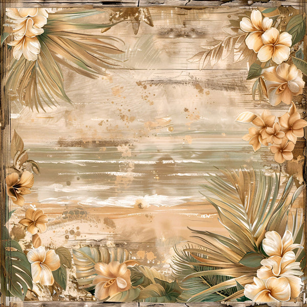 Tropical Beach Scenes Fabric Panel 6 – FabricMegaStore.com